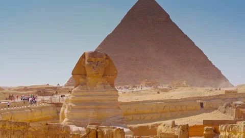 4k, panoramic view of Great Sphinx and G... | Stock Video | Pond5