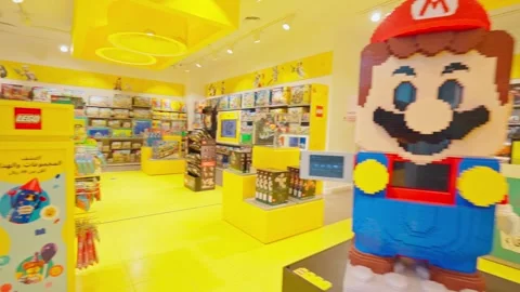4k, panoramic view interior of Lego Stor... | Stock Video | Pond5