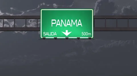4K Passing Panama Highway Road Sign with... | Stock Video | Pond5