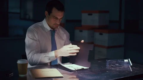 4K Police detective in interview room lo... | Stock Video | Pond5