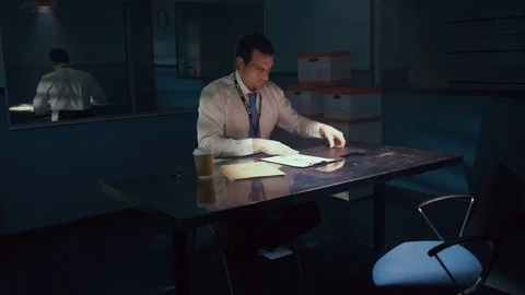 4K Police detective in interview room lo... | Stock Video | Pond5