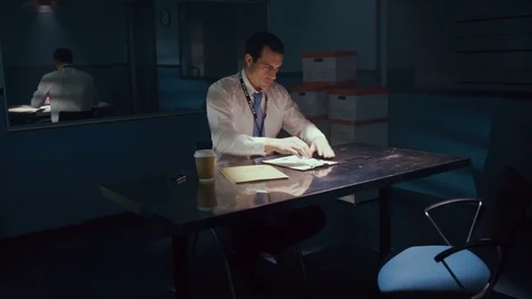 4K Police detective in interview room lo... | Stock Video | Pond5