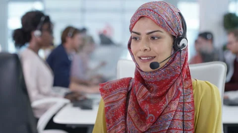 4K Portrait smiling call center worker w... | Stock Video | Pond5