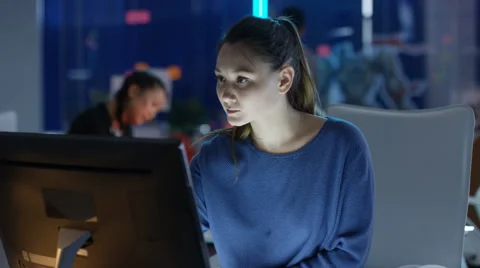 4K Portrait smiling computer game design... | Stock Video | Pond5