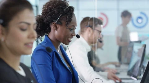 4K Portrait smiling customer service ope... | Stock Video | Pond5