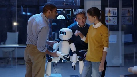 4K Portrait smiling electronics team bui... | Stock Video | Pond5