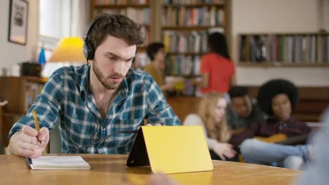 4K Portrait smiling student working on t... | Stock Video | Pond5