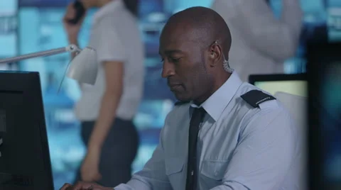 4K Portrait smiling surveillance officer... | Stock Video | Pond5