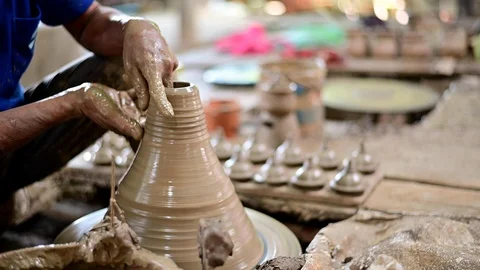 4K Potter working with clay on pottery w... | Stock Video | Pond5