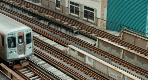 4K ProRes4444 - Clip of CTA Train in Chi... | Stock Video | Pond5