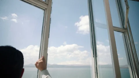 4K Rear back view of man who stand in fr... | Stock Video | Pond5