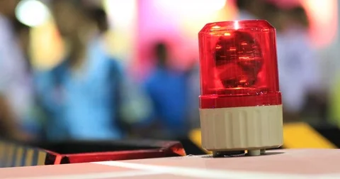 4K - Red emergency flasher with crowd of... | Stock Video | Pond5