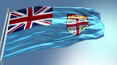 4k render Fiji Flag video waving in wind... | Stock Video | Pond5