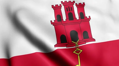 4k render Gibraltar Flag video waving in... | Stock Video | Pond5