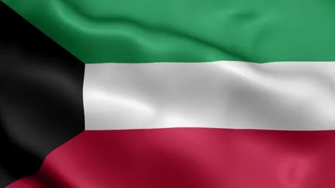 4k render Kuwait Flag video waving in wi... | Stock Video | Pond5