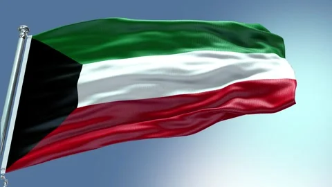 4k render Kuwait Flag video waving in wi... | Stock Video | Pond5