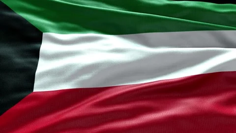 4k render Kuwait Flag video waving in wi... | Stock Video | Pond5