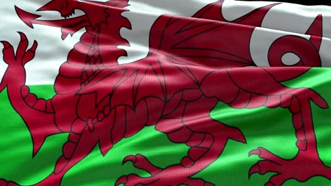 4k render Wales Flag video waving in win... | Stock Video | Pond5