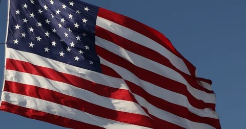4k Right Facing American Flag Waving In ... | Stock Video | Pond5