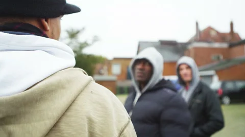 4K Rival gang members face off on city s... | Stock Video | Pond5