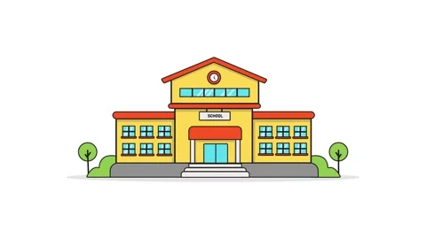 Cartoon School Building Stock Footage ~ Royalty Free Stock Videos | Pond5