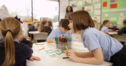 4K School children chatting in class wit... | Stock Video | Pond5