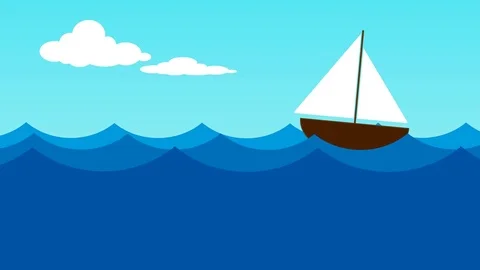 4K SEA THEMED ANIMATION SAILBOAT FISH AN... | Stock Video | Pond5