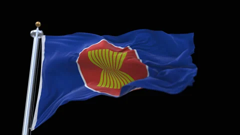 4k Seamless asean flag waving in wind,al... | Stock Video | Pond5