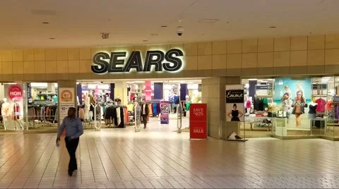 4K Sears storefront shopping mall, escal... | Stock Video | Pond5