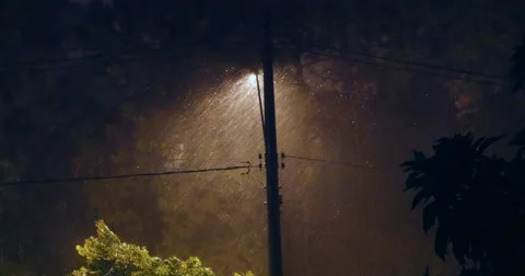 4K Severe storm. Night. Rain. With Sound... | Stock Video | Pond5
