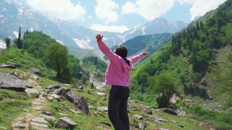 4K shot of Indian Girl raising her hands... | Stock Video | Pond5