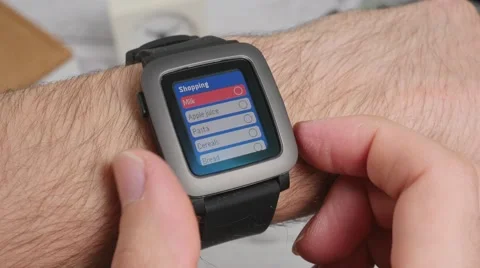 4K Smartwatch Grocery List To do App On... | Stock Video | Pond5