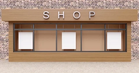 4k. Storefront with a wooden facade. Whi... | Stock Video | Pond5