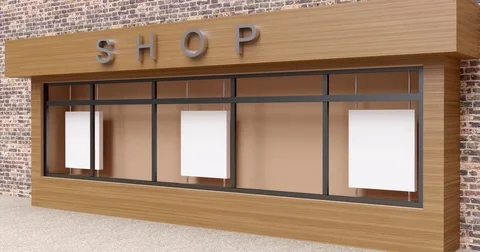 4k. Storefront with a wooden facade. Whi... | Stock Video | Pond5