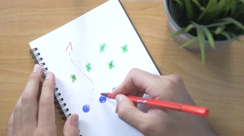 4K Strategy Game Plan Drawing on Notepad... | Stock Video | Pond5