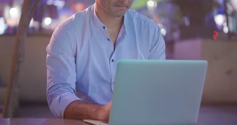 4K Stressed man working on laptop at nig... | Stock Video | Pond5