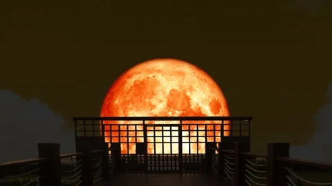 4k Super blood moon rise back on silhoue... | Stock Video | Pond5