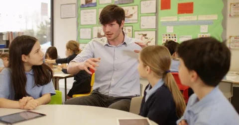 4k, Teacher and students with digital to... | Stock Video | Pond5