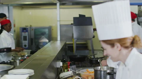 4K Team of chefs preparing food in a com... | Stock Video | Pond5