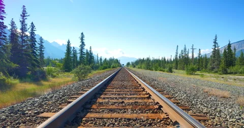 4K Tilt Down Shot of Train Tracks Perspe... | Stock Video | Pond5