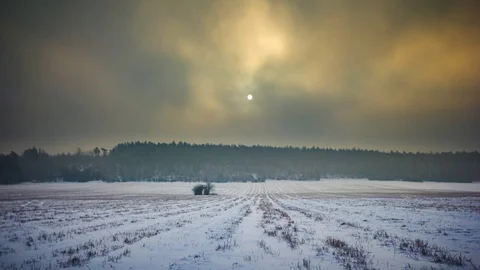 (4k) Time-lapse landscape of winter snow... | Stock Video | Pond5