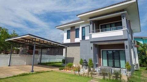 4k Time-lapse of modern house with sky b... | Stock Video | Pond5