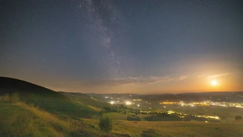 4K time lapse of moon and stars over the... | Stock Video | Pond5