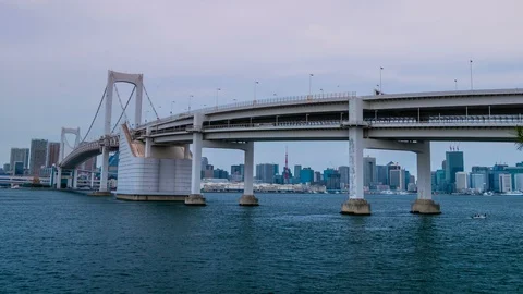 4k Time lapse of Rainbow bridge in Odaib... | Stock Video | Pond5