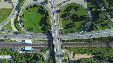 4k Top view of cars drive roads and infr... | Stock Video | Pond5