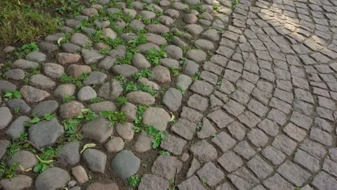 4k, Top view of the granite cobblestone ... | Stock Video | Pond5