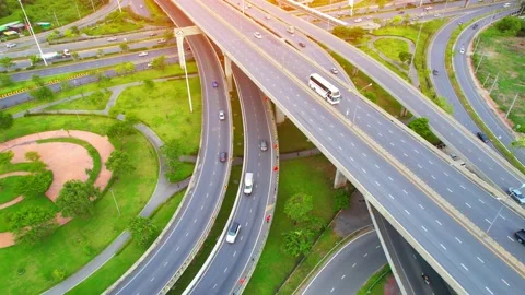 4K : Top view of Highway road junctions. | Stock Video | Pond5