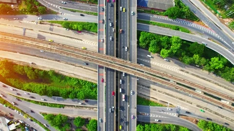 4K : Top view of Highway road junctions. | Stock Video | Pond5