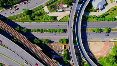 4K : Top view of Highway road junctions. | Stock Video | Pond5