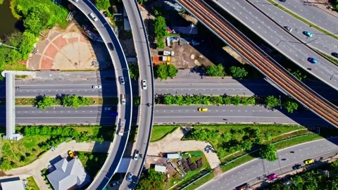 4K : Top view of Highway road junctions. | Stock Video | Pond5